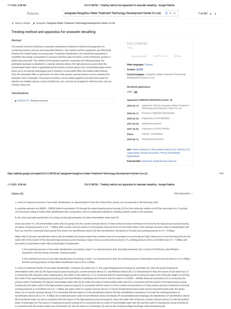 Seawater Desalination Method and System | PDF | Membrane | Desalination