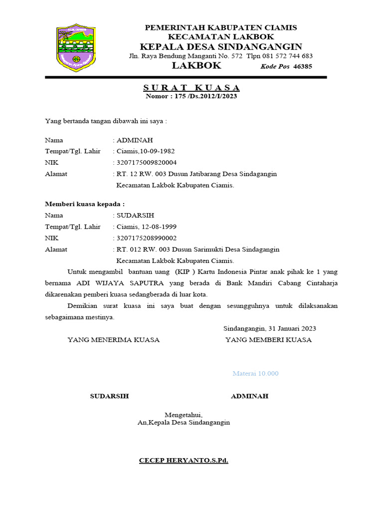 Surat Kuasa Kip | PDF