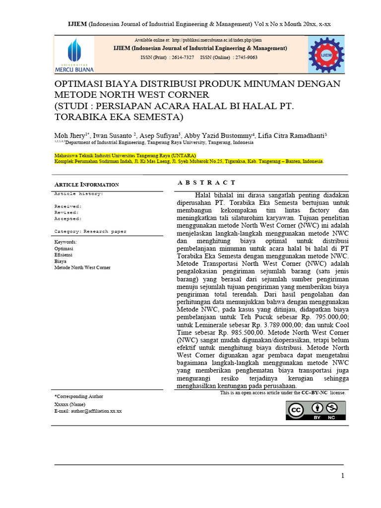 IJIEM - Jurnal NWC Jerry - REV1 | PDF