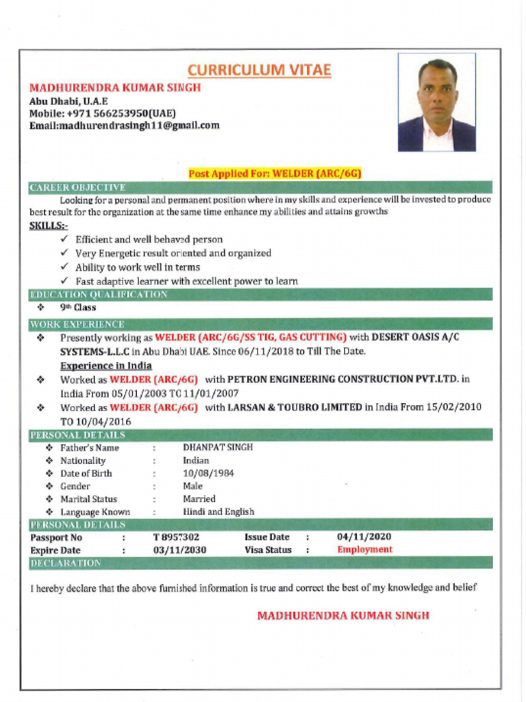 Madhurendra Kumar Singh (CV - Resume) | PDF