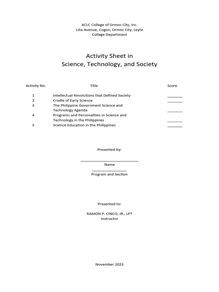 STS Activity | PDF | Science | Science Education