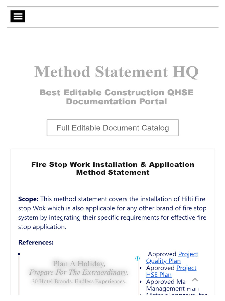Fire Stop Work Installation & Application Method Statement – Method ...