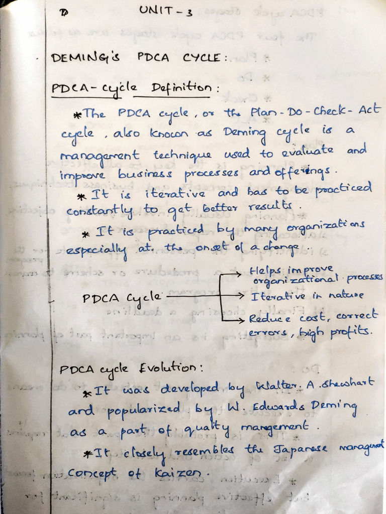 PDCA Cycle Class Notes | PDF | Problem Solving Skills | Projects