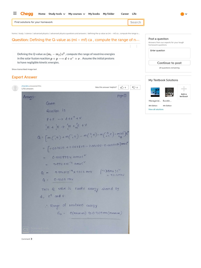 Defining The Q-Value As (Mi - MF) Ca, Compute The... | Download Free PDF | Neutrino | Nuclear ...
