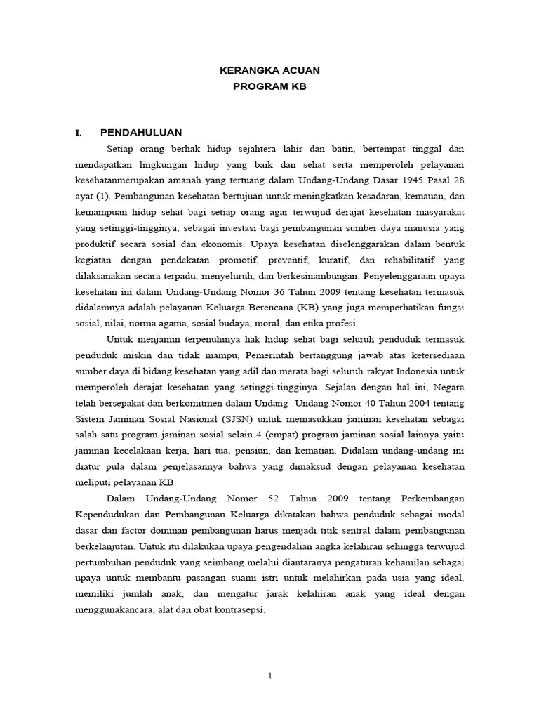 KAK Pelayanan KB OK | PDF