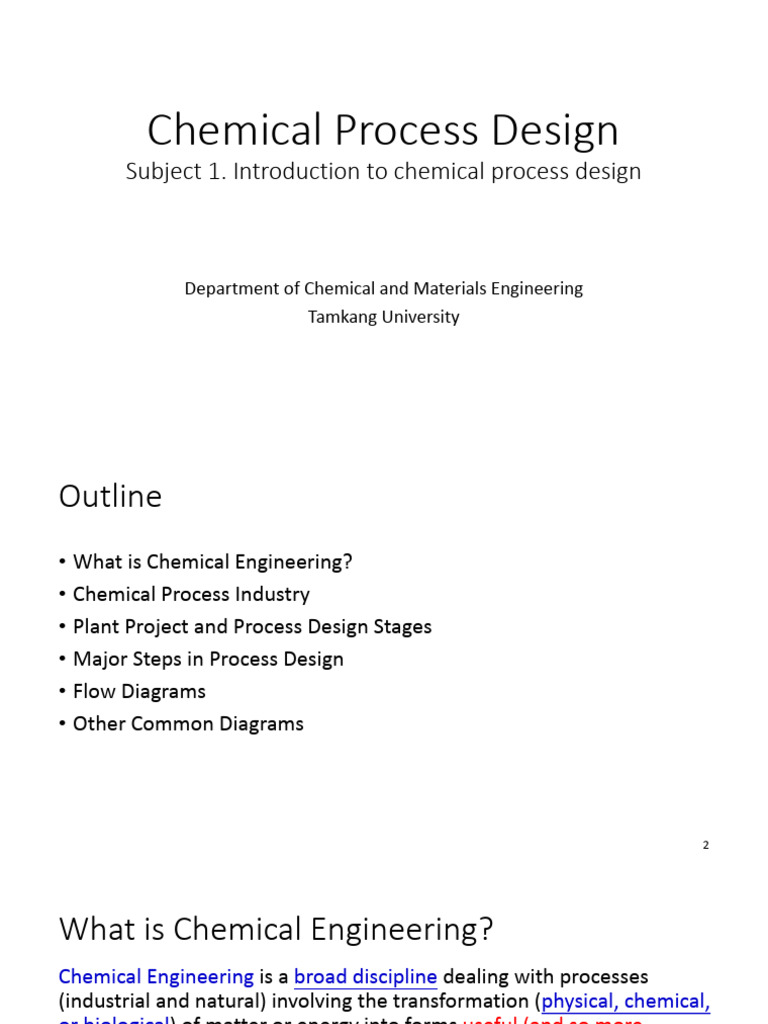 Subject 1. Introduction To Chemical Process Design | PDF | Chemical ...
