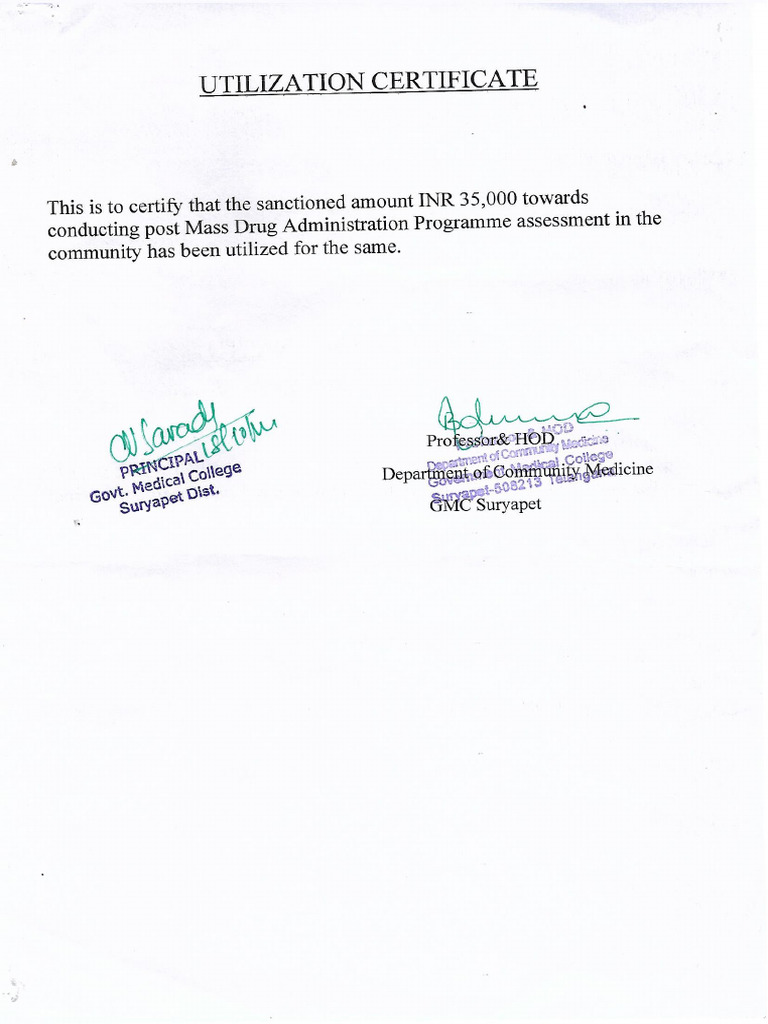 Utilization Certificate | PDF