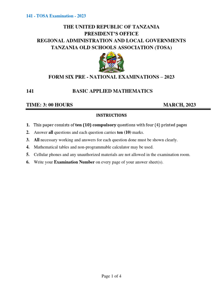 141 - Basic Applied Mathematics | PDF | Matrix (Mathematics) | Function ...