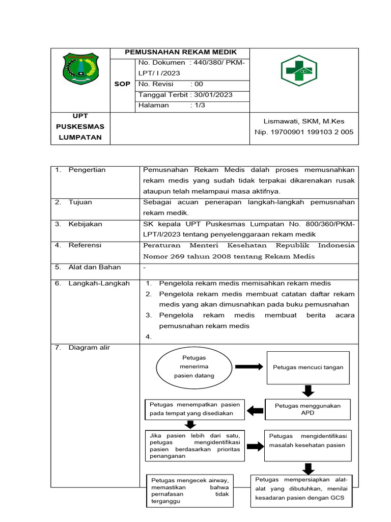 Sop Pemusnahan Rekam Medik | PDF