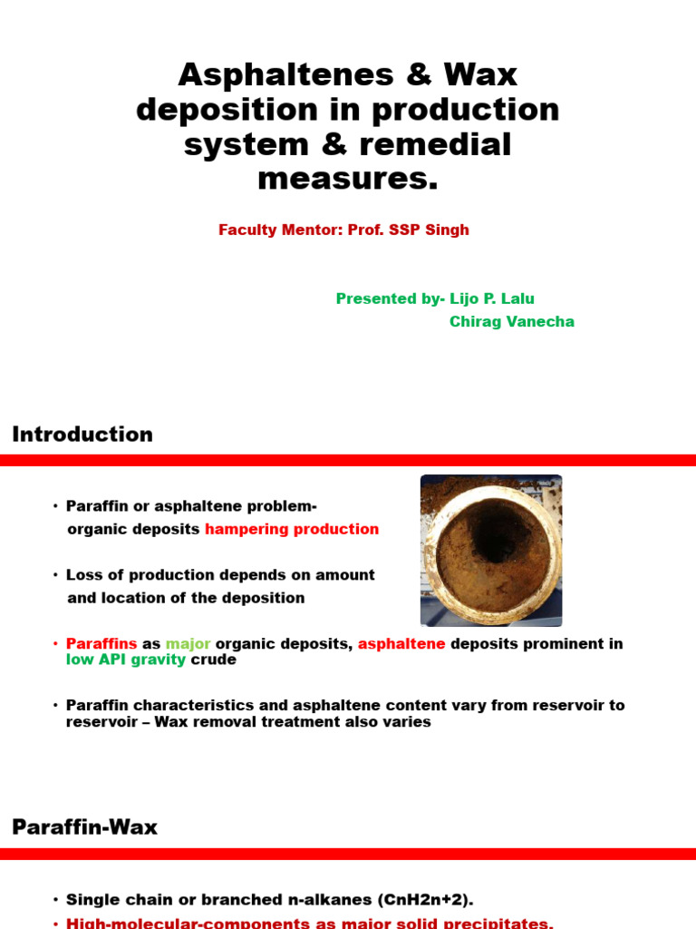 Asphaltene and Wax Deposition Solutions | PDF | Petroleum | Petroleum ...