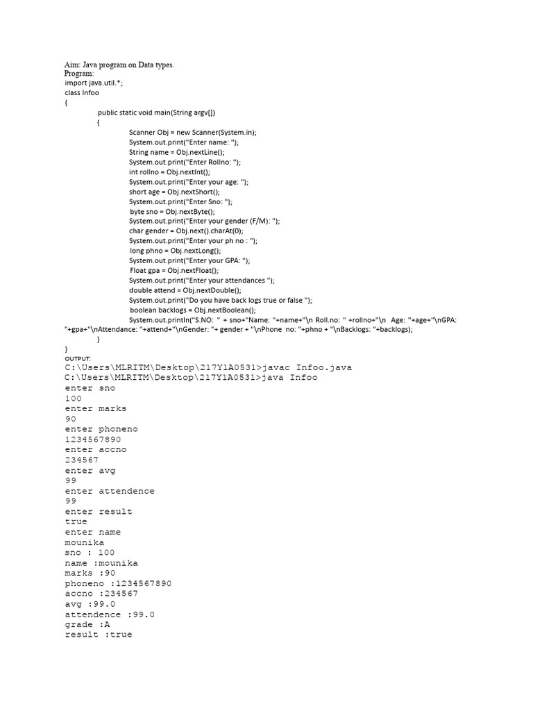 Java 531 | PDF | Computer Data | Software Development