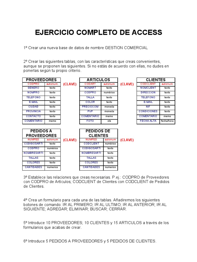 Ejercicio Completo de Access | PDF
