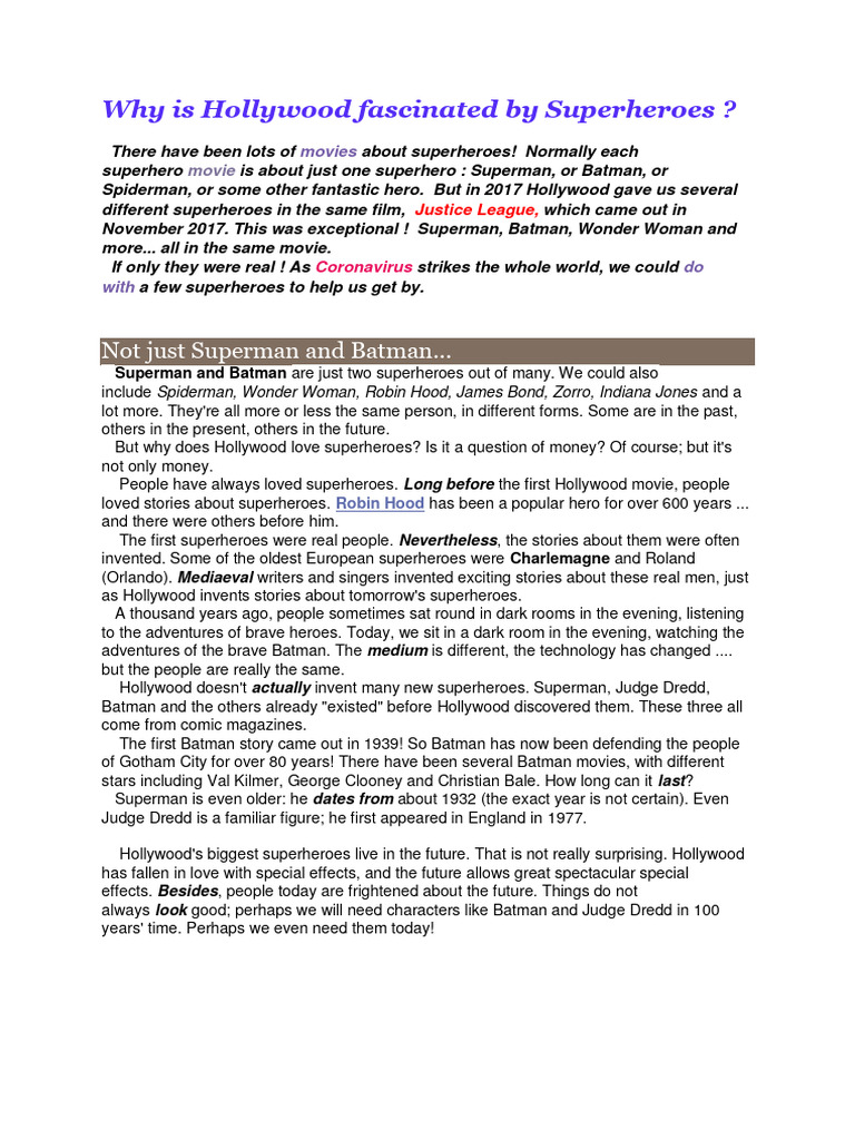 Hollywood & Superheroes | PDF | Batman | Superheroes