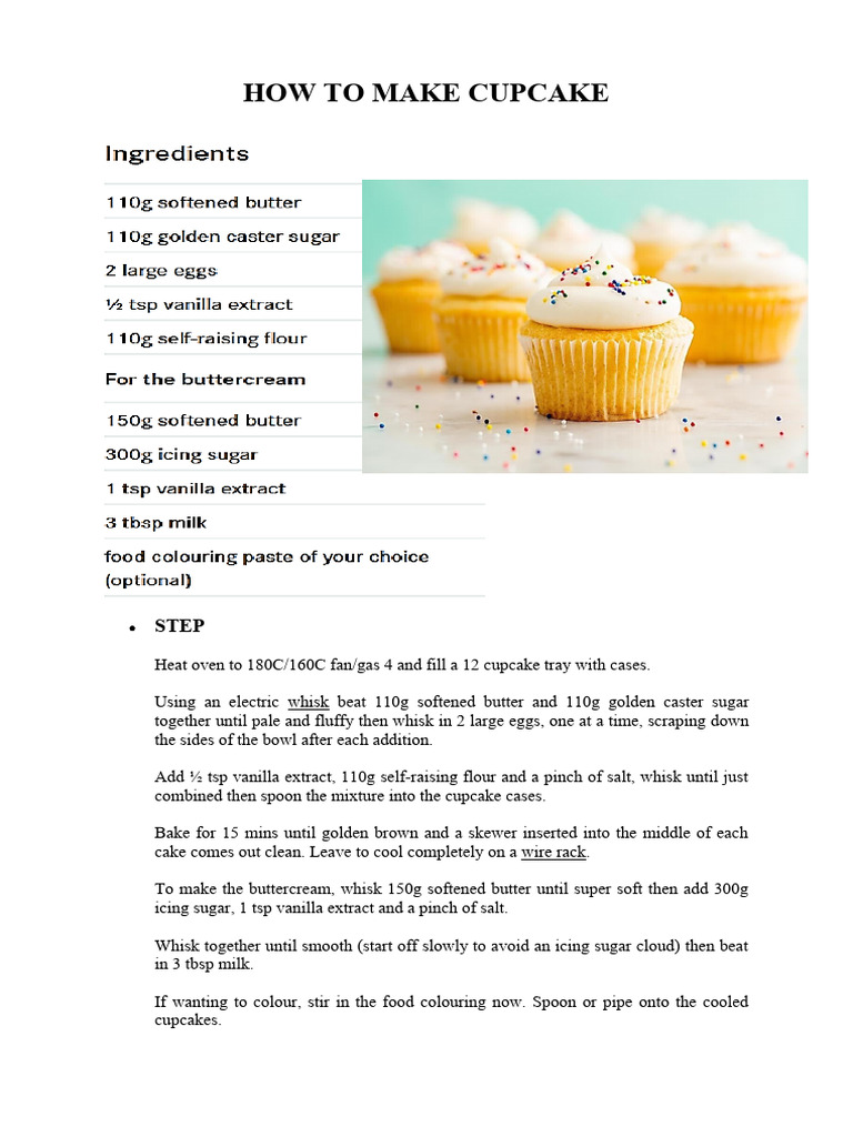 How To Make Cupcake | PDF | French Fries | Cupcake