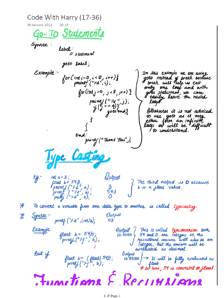 CP Notes 1st Sem | PDF