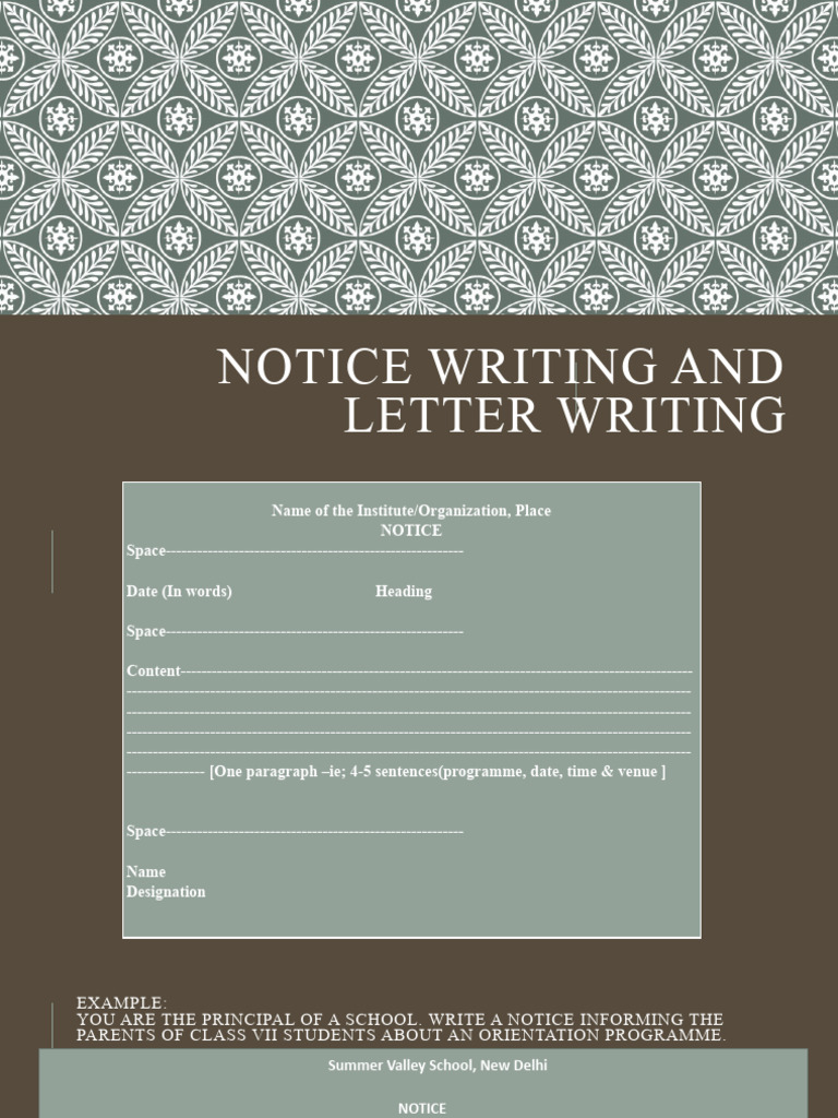 Notice Writing - PPT | PDF
