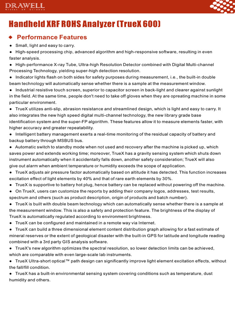 Brochure of TrueX RoHS Handheld XRF ROHS Analyzer | PDF | Touchscreen ...