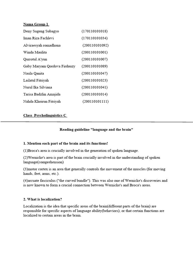Assigment Group 1 | PDF | Memory | Aphasia