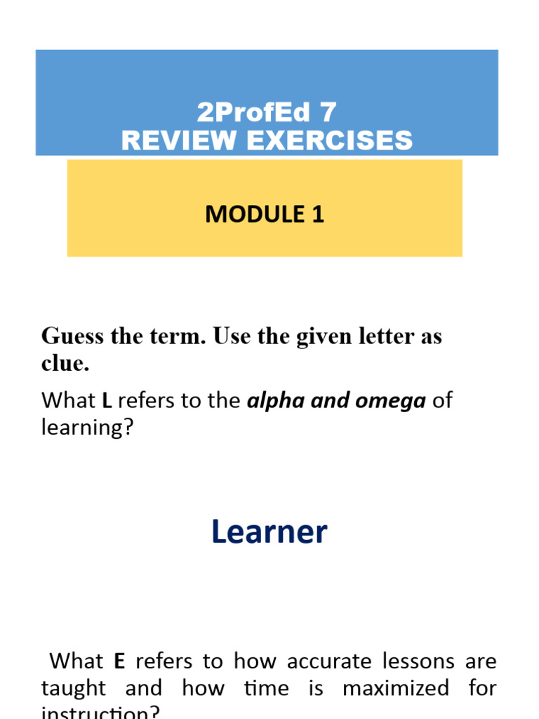 Review Exercises For Module 1 v.2 Module 1 | PDF | Learning | Teachers