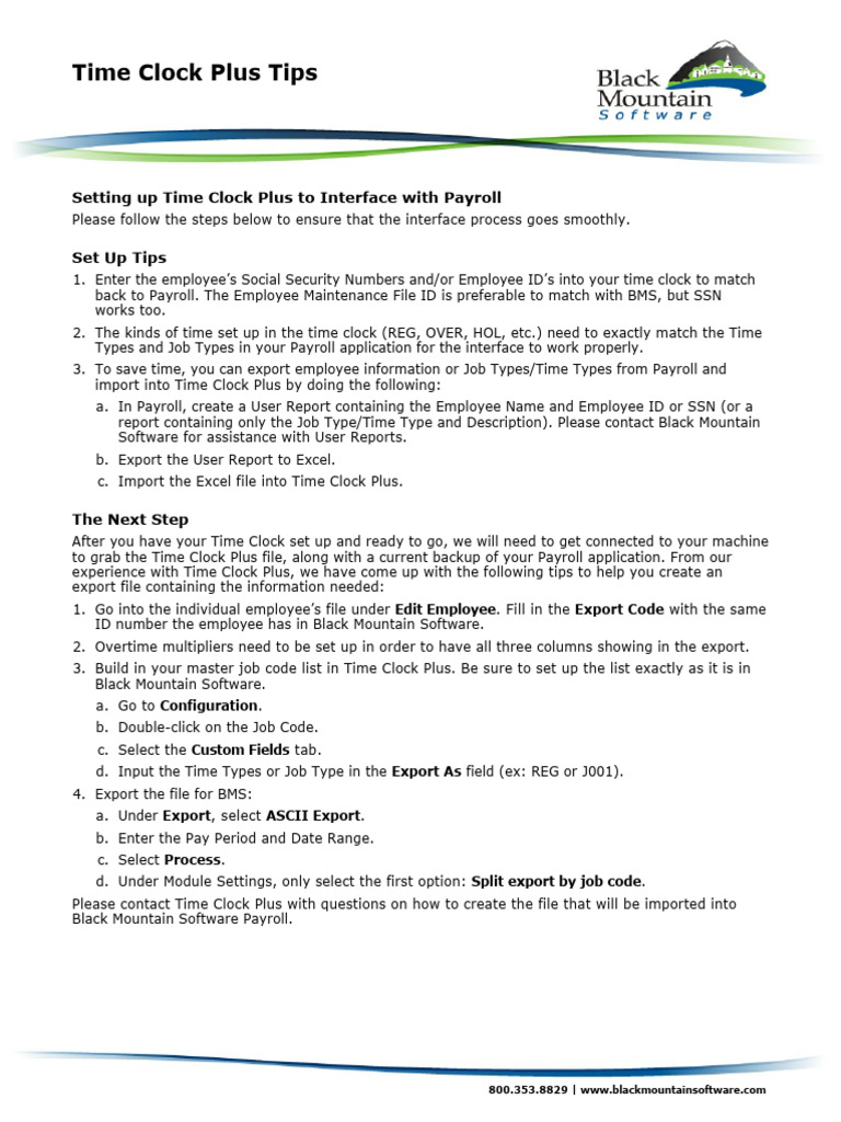 Time Clock Plus Tips | PDF