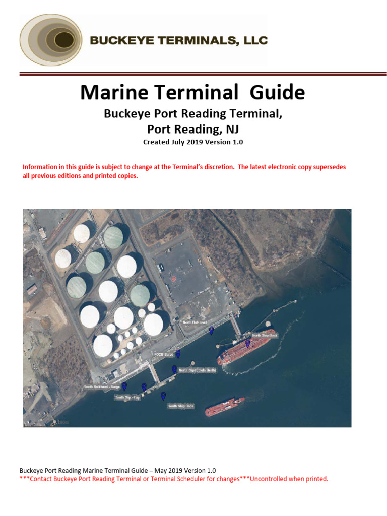Buckeye Port Reading Marine Terminal Guide | PDF | Tugboat | Maritime Pilot