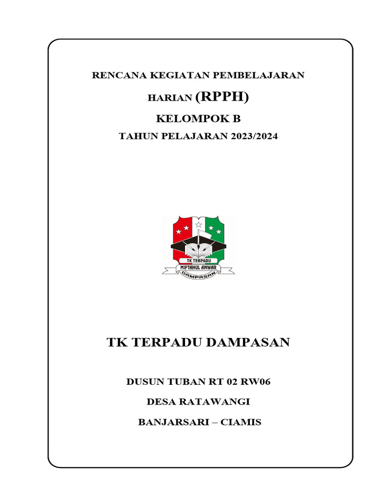 RPPH Tema Pelangi untuk Anak TK | PDF