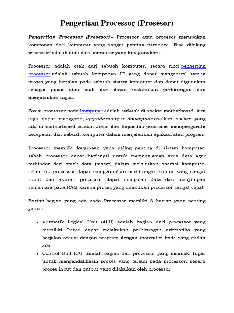 Pengertian Processor | PDF
