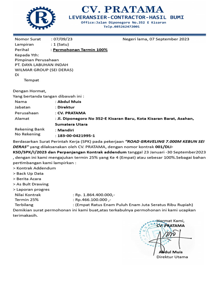 Permohonan Termin 100% | PDF