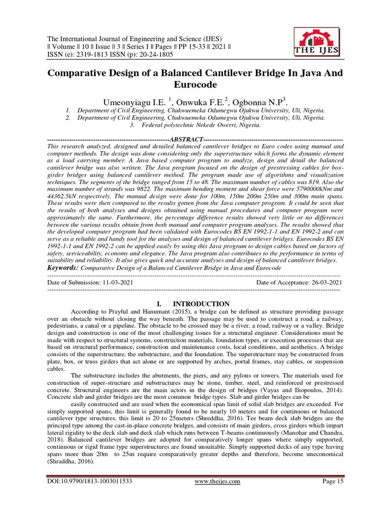 Comparative Design of A Balanced Cantilever Bridge in Java and Eurocode ...