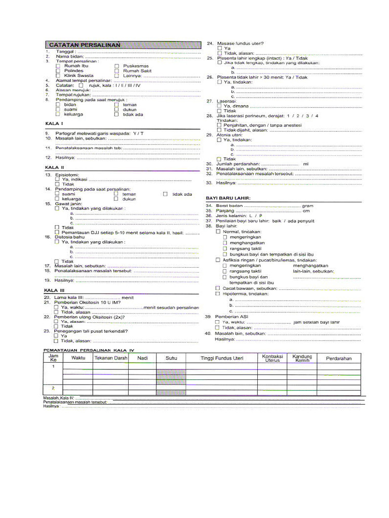 Partograf Halaman Belakang | PDF