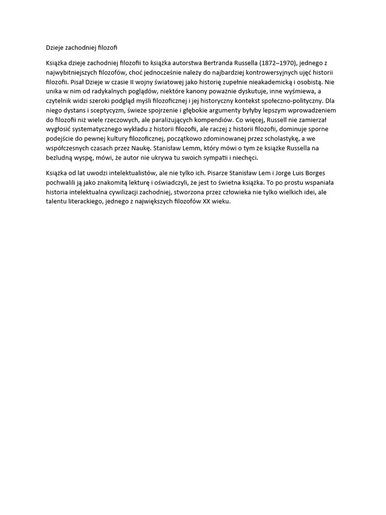 Dzieje Zachodniej Filozofi | PDF