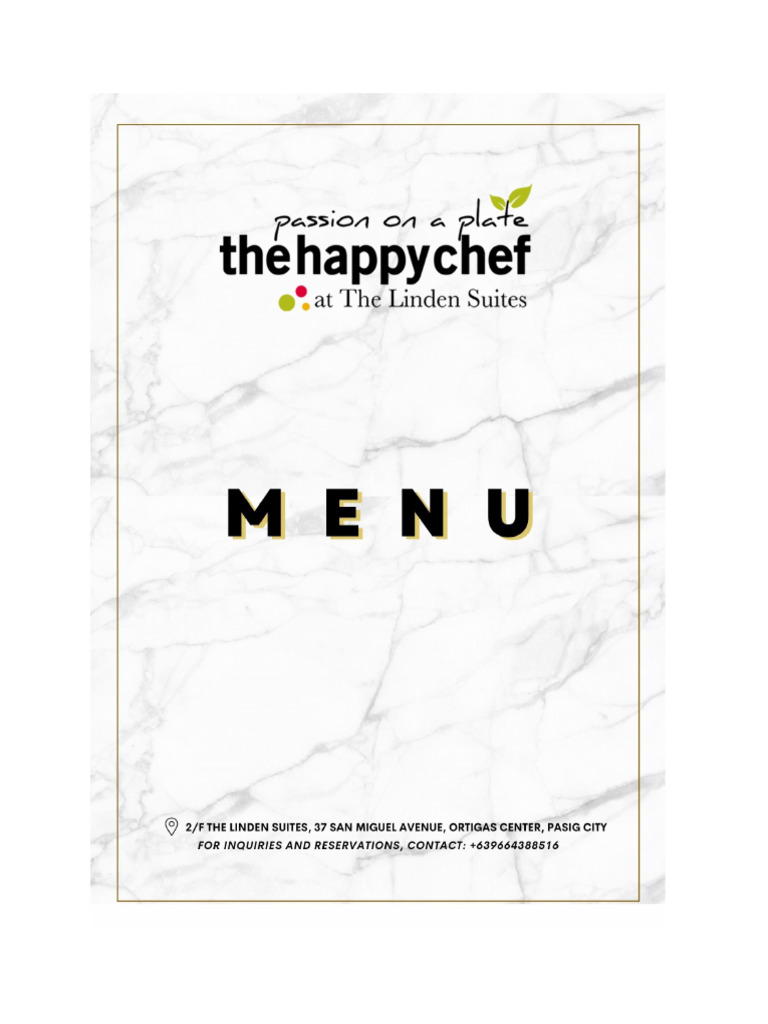 The Happy Chef Menu 2023 | PDF