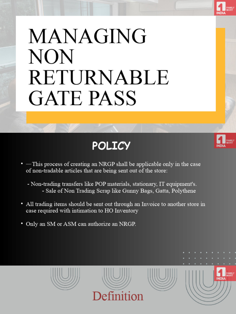 Managing Non Returnable Gate Pass Pdf