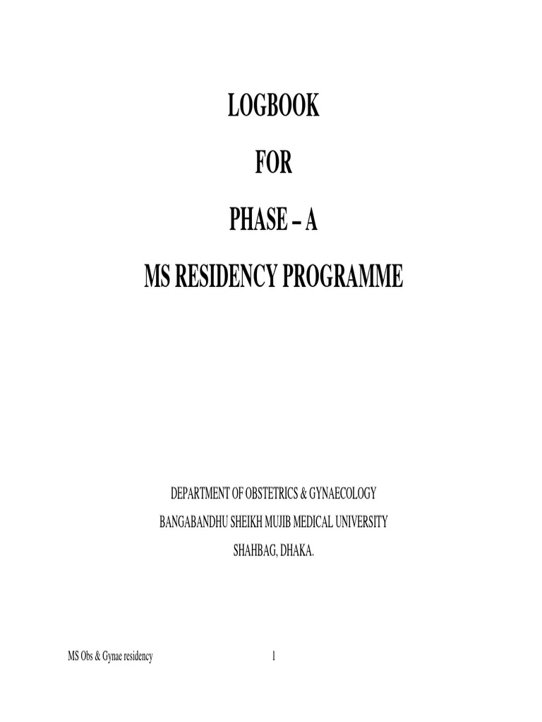 MS Obs & Gynae Logbook Phase-A | PDF | Residency (Medicine) | Medical School