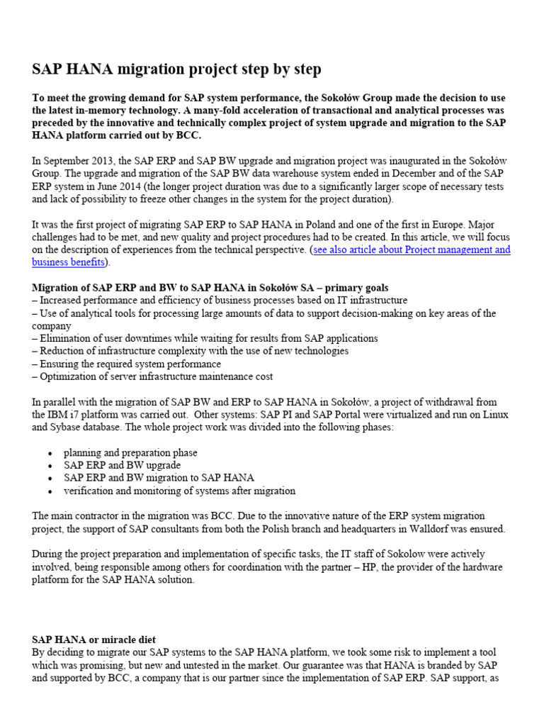 S4Hana Migration Project | PDF | Enterprise Resource Planning | Databases