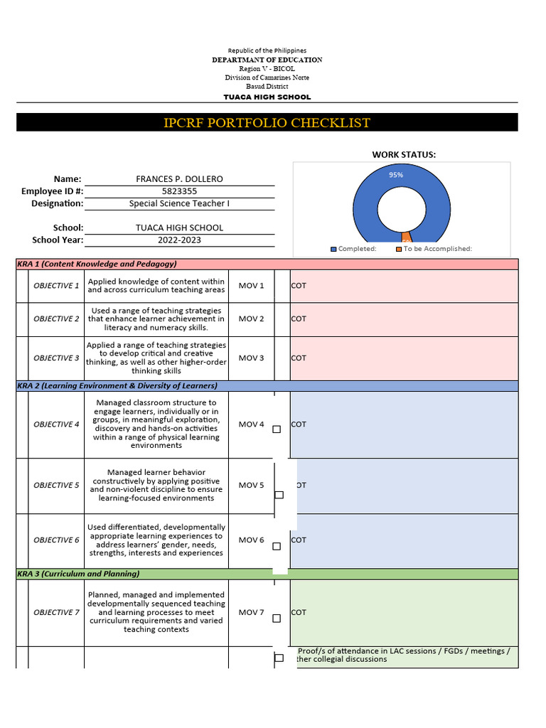 checklist for IPCRF 2023 | PDF | Educational Assessment | Learning