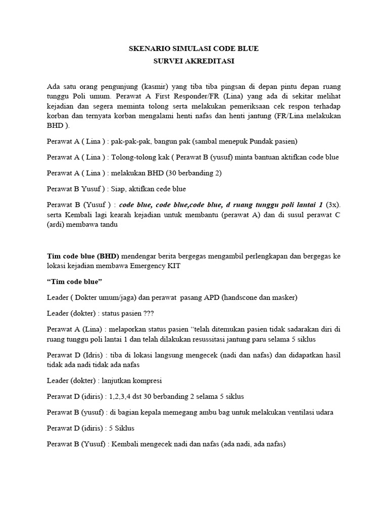 Skenario Simulasi Code Blue | PDF