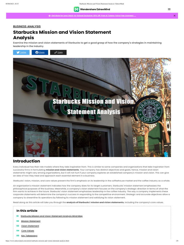 Starbucks Mission and Vision Analysis | PDF | Starbucks | Leadership