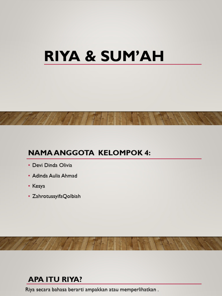 Riya Dan Sum'ah | PDF