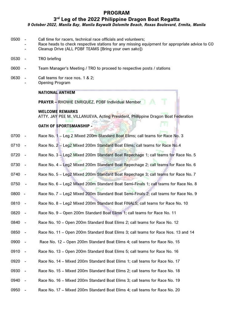 2022 3rd Leg Program | PDF