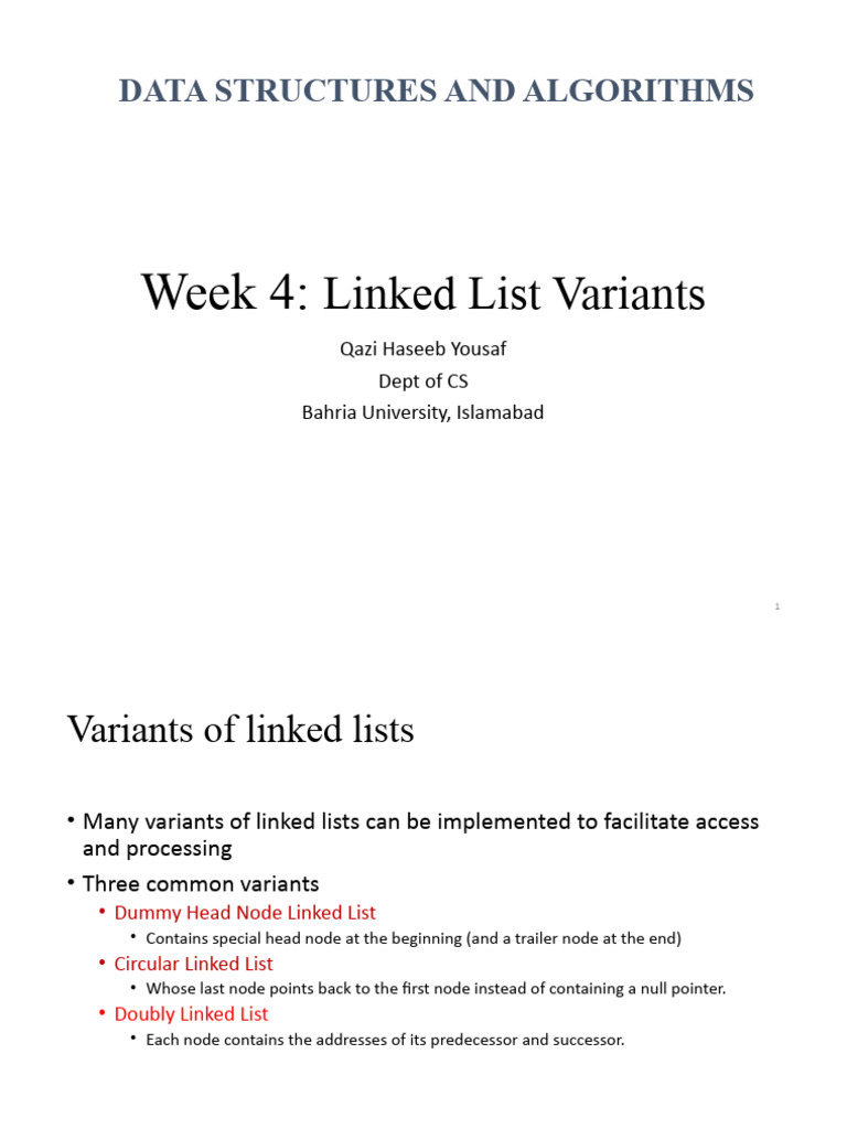 Lec4 Linked List Variants 24032023 093833am | PDF | Algorithms And Data Structures | Information ...
