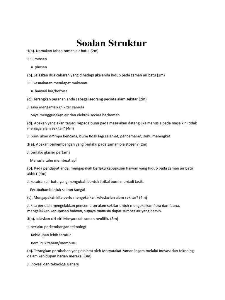 Soalan Struktur Dan Esei | PDF