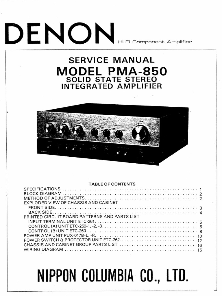 Denon PMA 850 | PDF