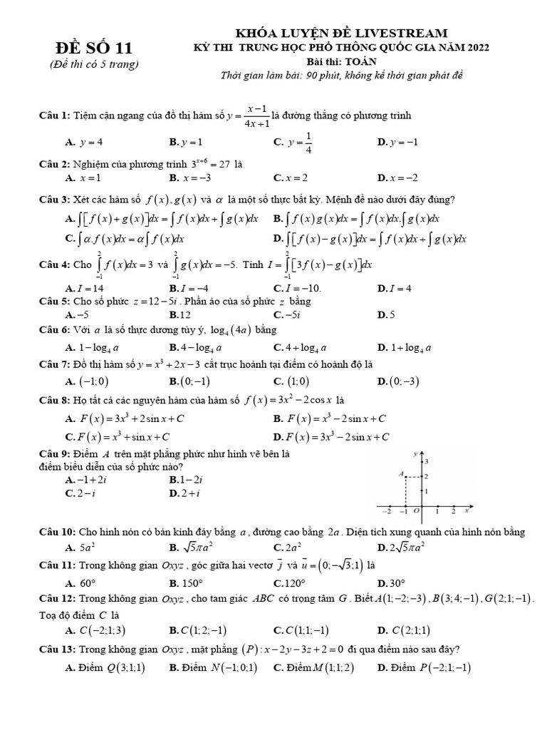 ĐỀ THI THỬ MÔN TOÁN 2024 | PDF
