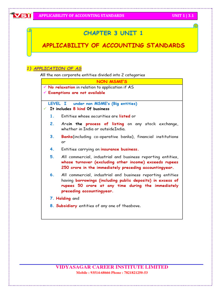 CH 3 Unit 1 New Appilicability of Accounting Standards | PDF | Small And Medium Sized ...