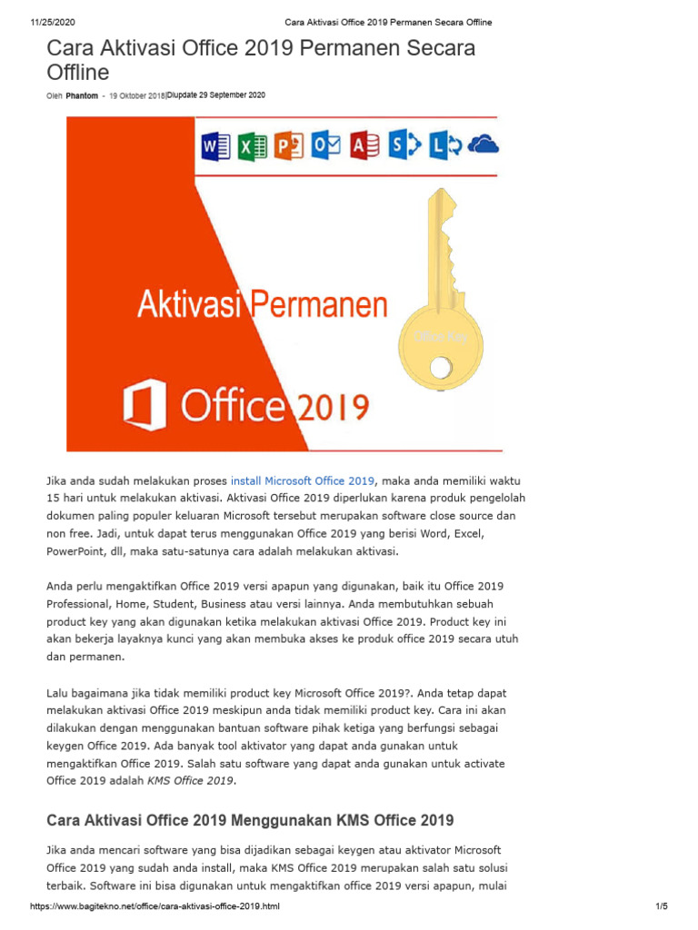 Cara Aktivasi Office 2019 Permanen Secara Offline | PDF