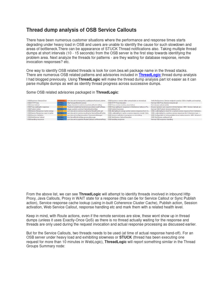 OSB Thread Dump Analysis Guide | PDF | Java Virtual Machine | Java (Programming Language)