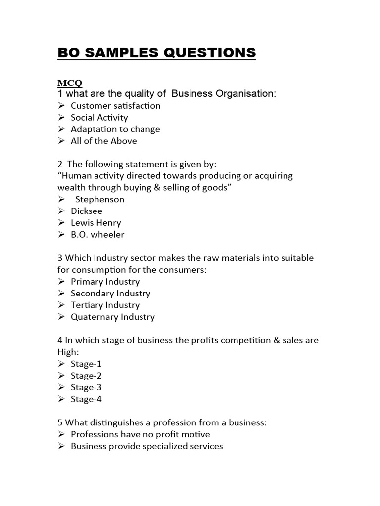 Bo Sample Question | PDF | Business | Gross Domestic Product