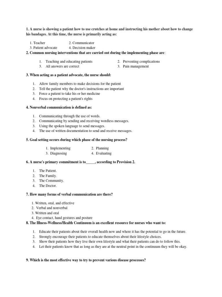FON Mcqs..-1 | PDF | Nursing | Communication