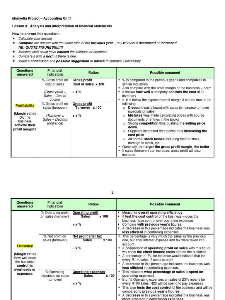 Financial Statement Analysis Gr 11 | PDF | Financial Capital | Finance ...